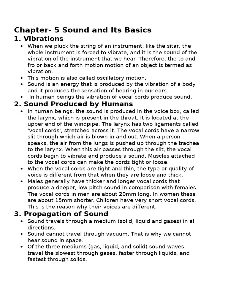 Class 9 Science Chapter-5 Sound and Its Basics | PDF