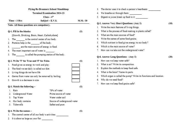 EVS Class - 4th | PDF