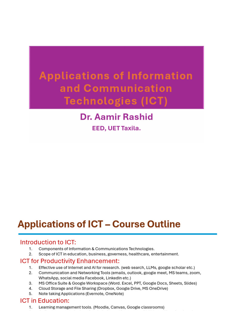 Applications of ICT-2 | PDF