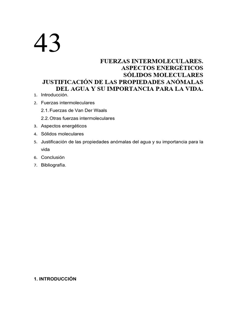 Tema 43. Fuerzas Intermoleculares | PDF