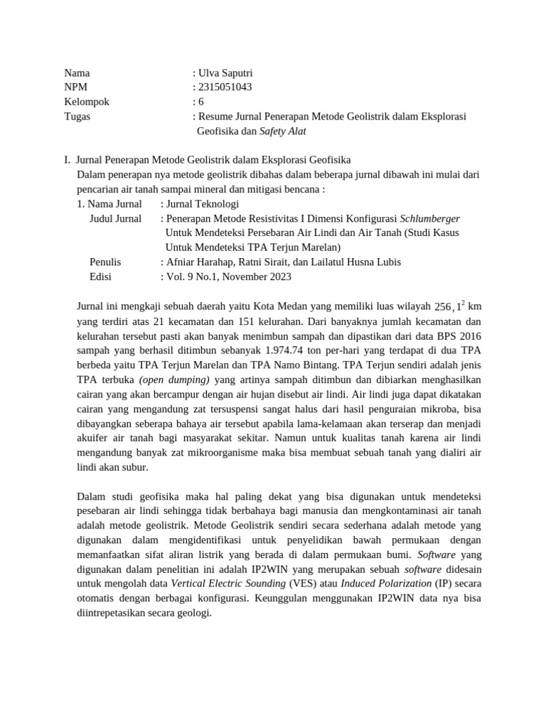 Tugas Laprak Geolistrik (Bab 1) | PDF