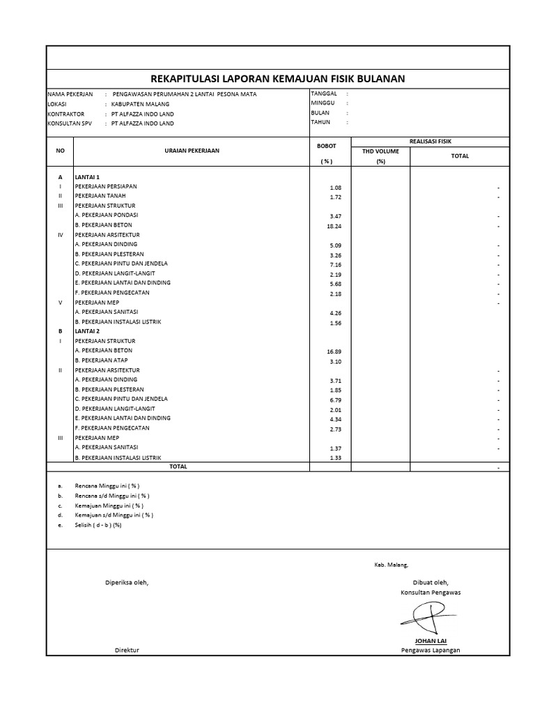 Progres Harian Ke Mingguan Ke Bulanan 1 | PDF