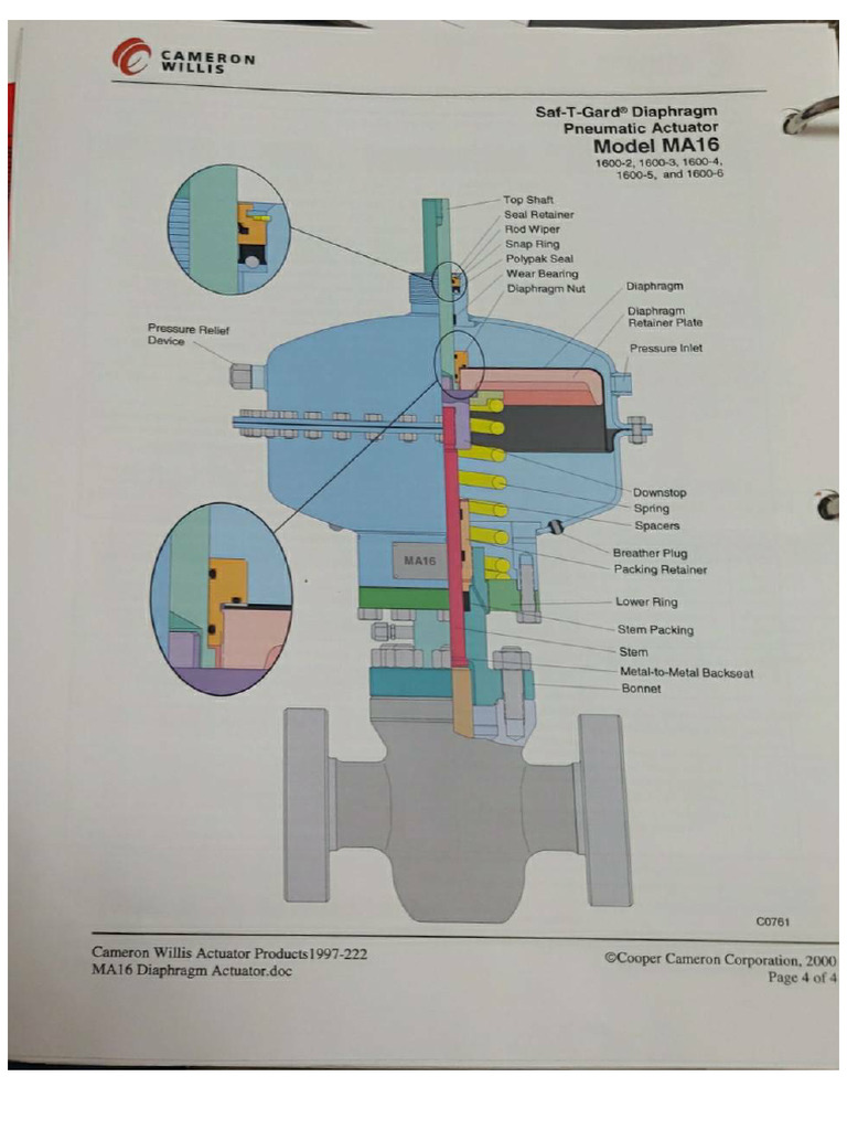 CAMERON Pneumatic Actuator Model MA16 | PDF