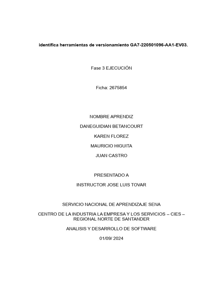 Identifica Herramientas de Versionamiento GA7-220501096-AA1-EV03. | PDF | Informática | Software