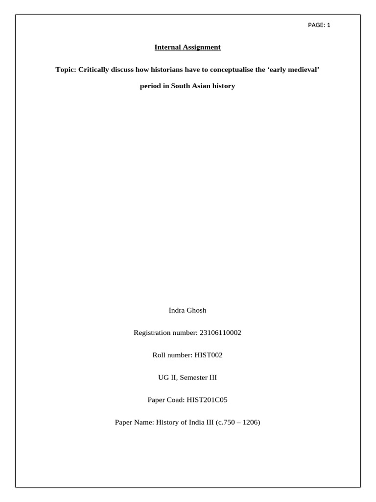 Internal Assignment....... HISTC05 by Indra Ghosh | PDF