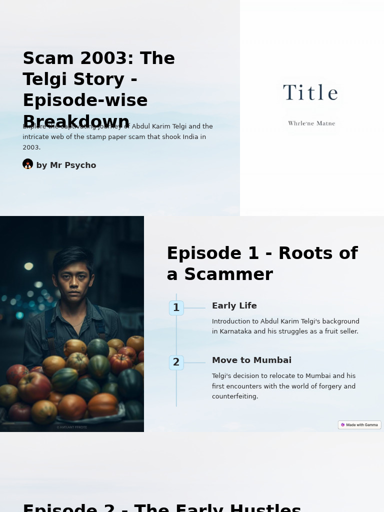 Scam 2003 The Telgi Story Episode Wise Breakdown | PDF