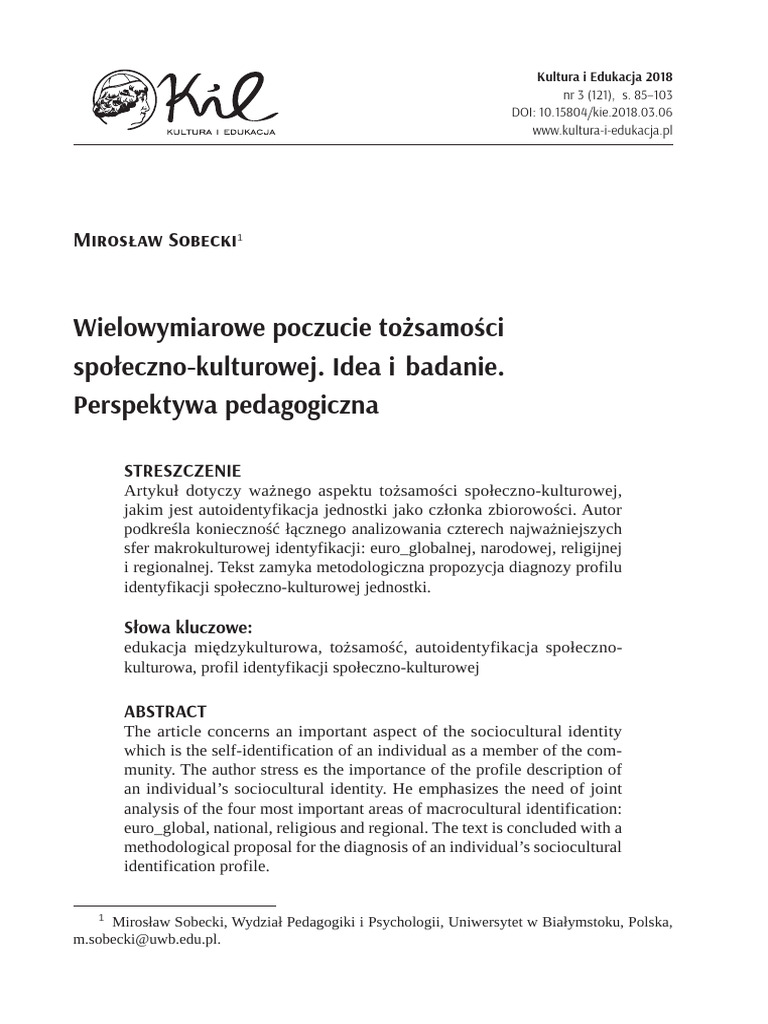 Sobecki Wielowymiarowepoczucietozsamosci | PDF