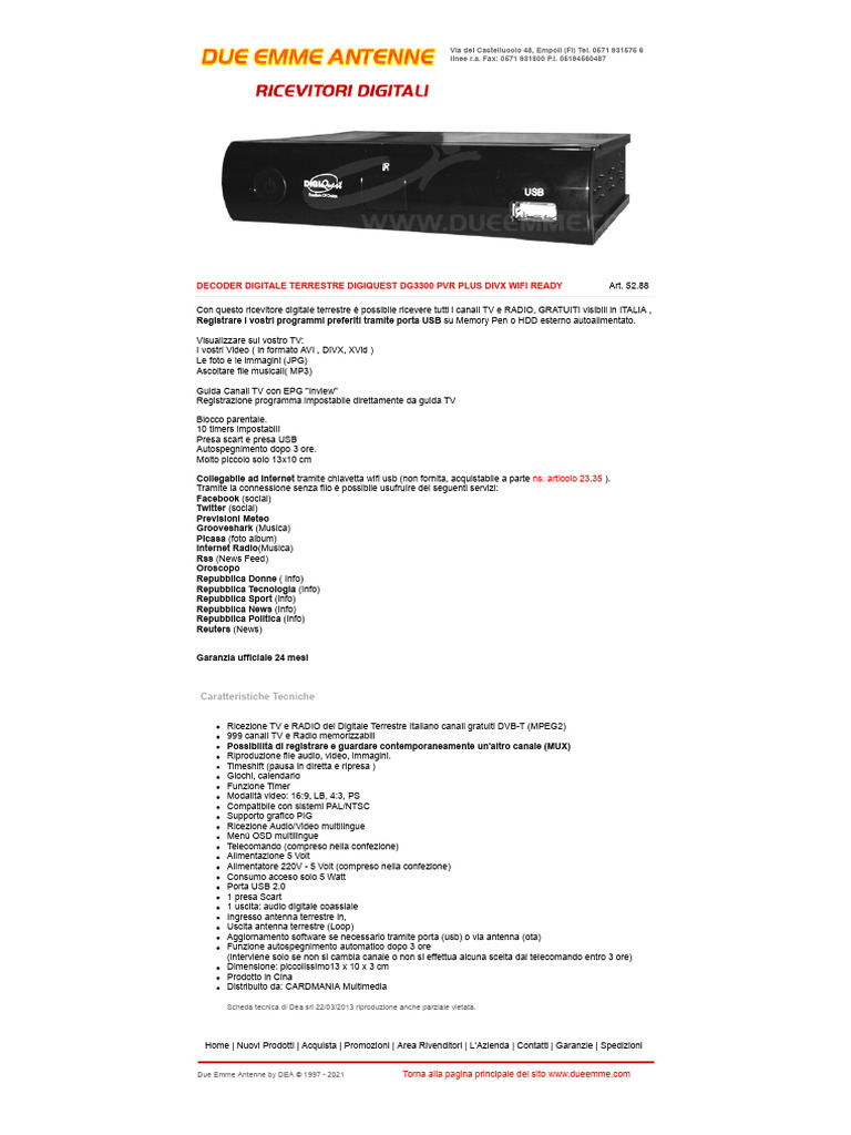 Decoder Digiquest Dg3300 PVR | PDF