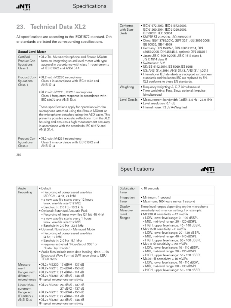 XL2 Specifications | PDF