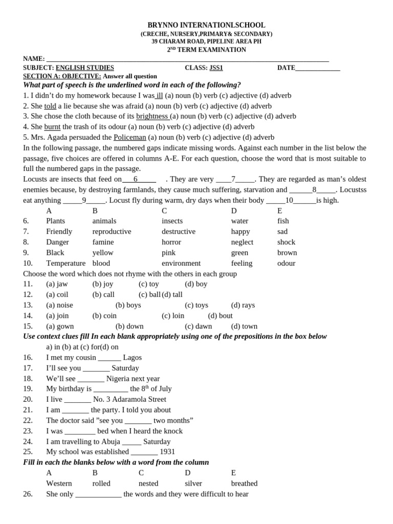 Junior English | PDF