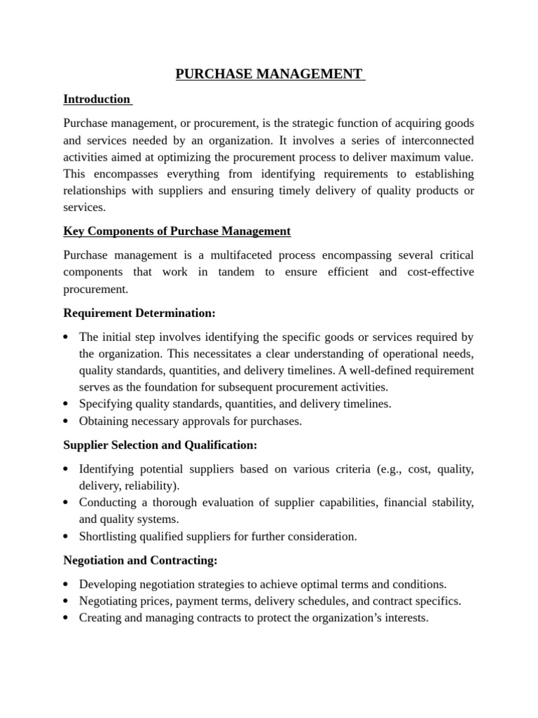 Purchase Management | PDF