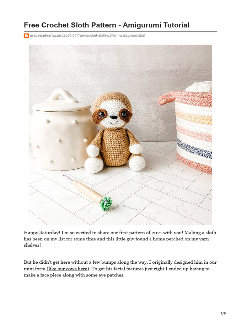 Free Crochet Sloth | PDF