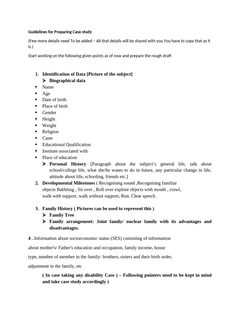 Case Study Guidelines for Psychology | PDF | Feeling | Sibling