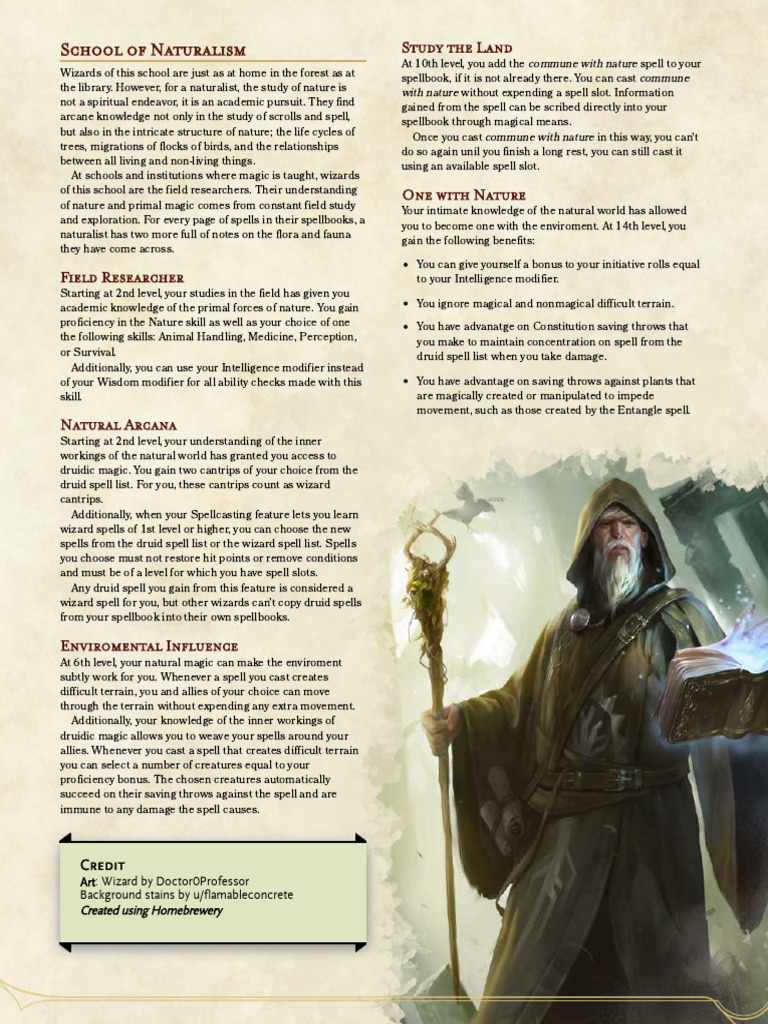 SchoolofNaturalism - 5E | PDF