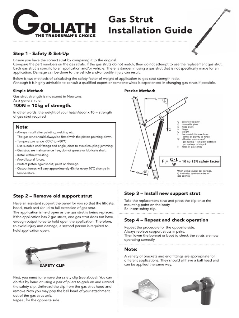 Goliath Gas Strut Installation 1 | PDF