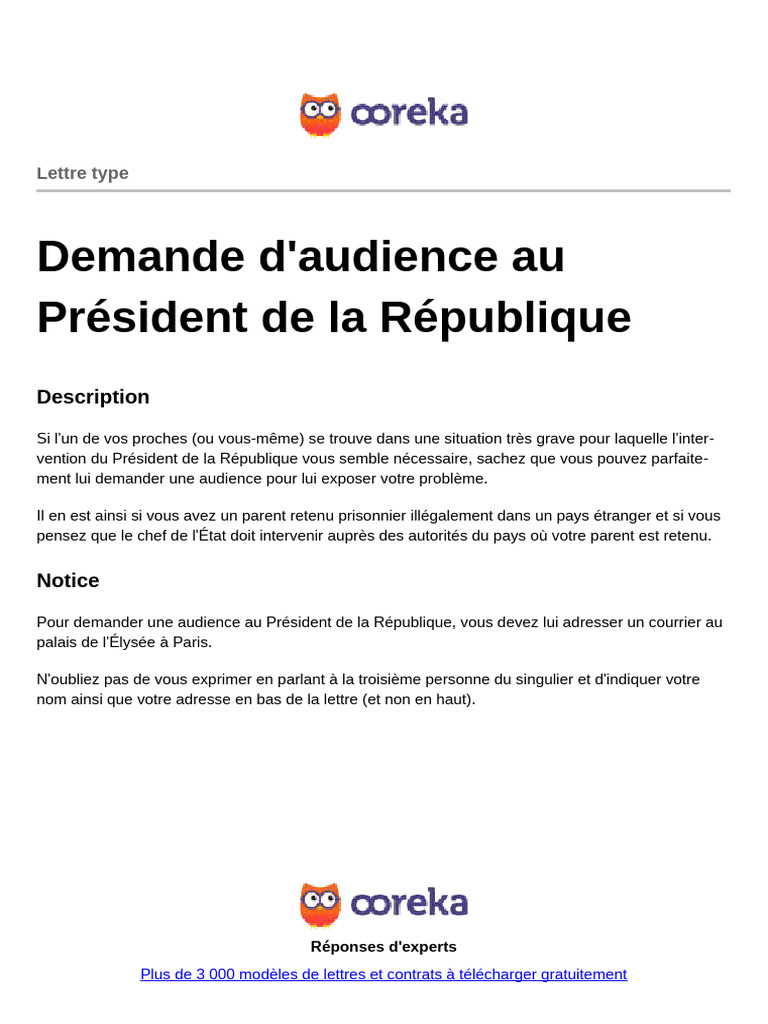 Ooreka-Demande-audience-President-Republique | PDF