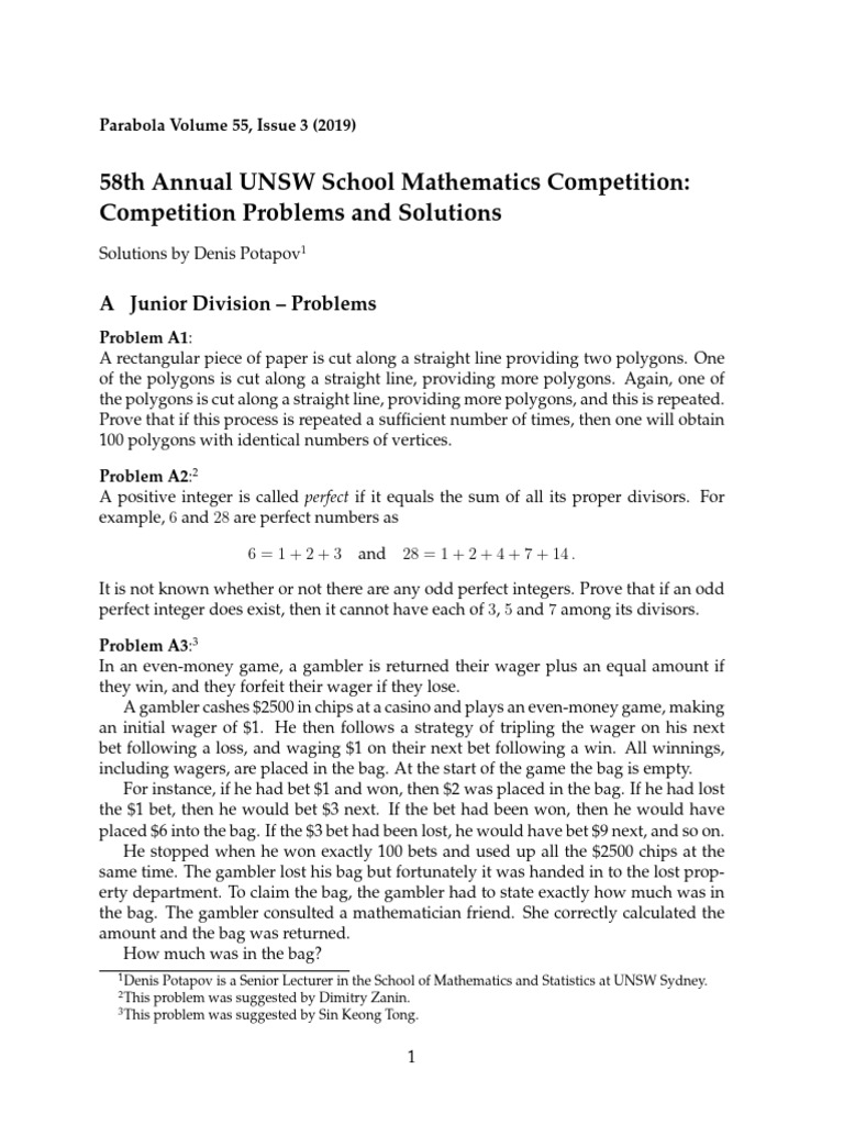 2019-UNSW-School-Mathematics-Competition-problems-answers | PDF