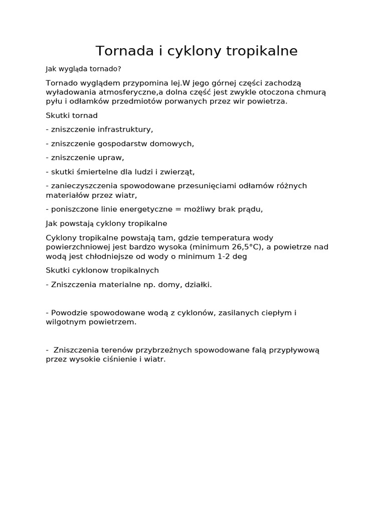Tornada I Cyklony Tropikalne | PDF