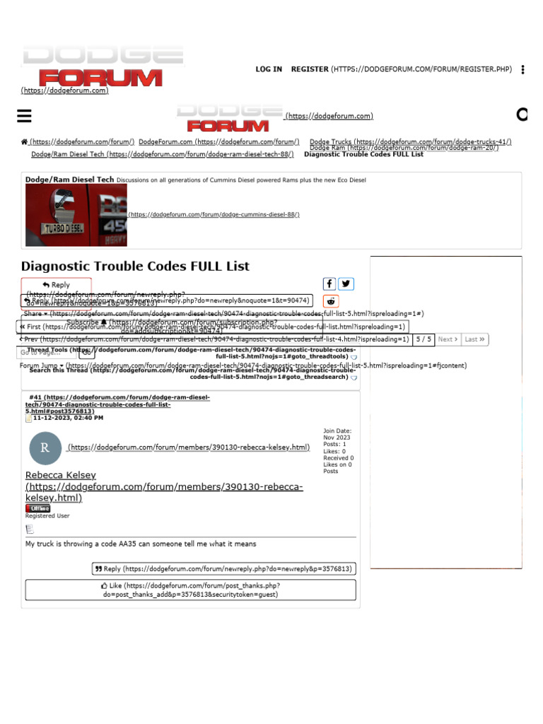 Diagnostic Trouble Codes FULL List - Page 5 | PDF