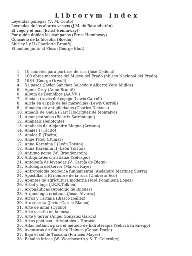 Matritensium Librorum Index | PDF