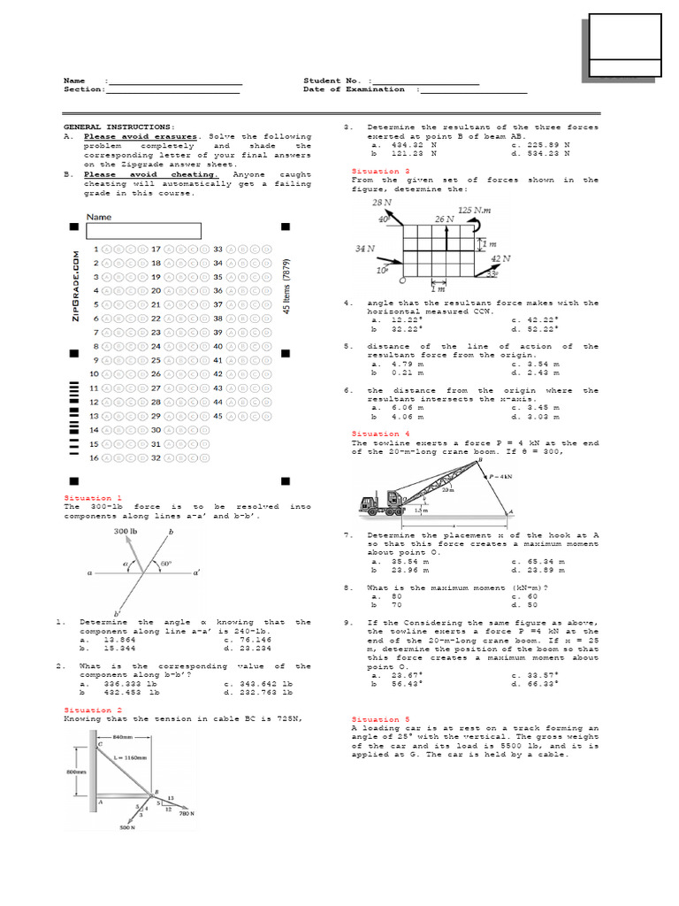Practice 01 - Statics Questionaire | PDF