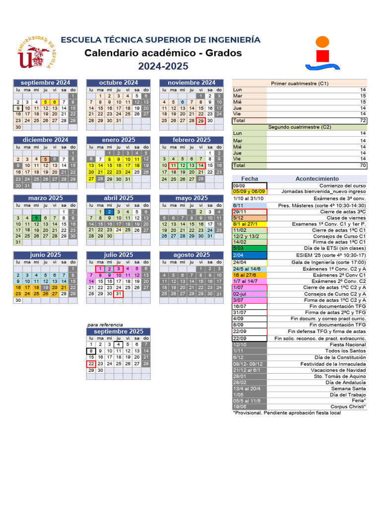 Calendario 2425 Grados | PDF