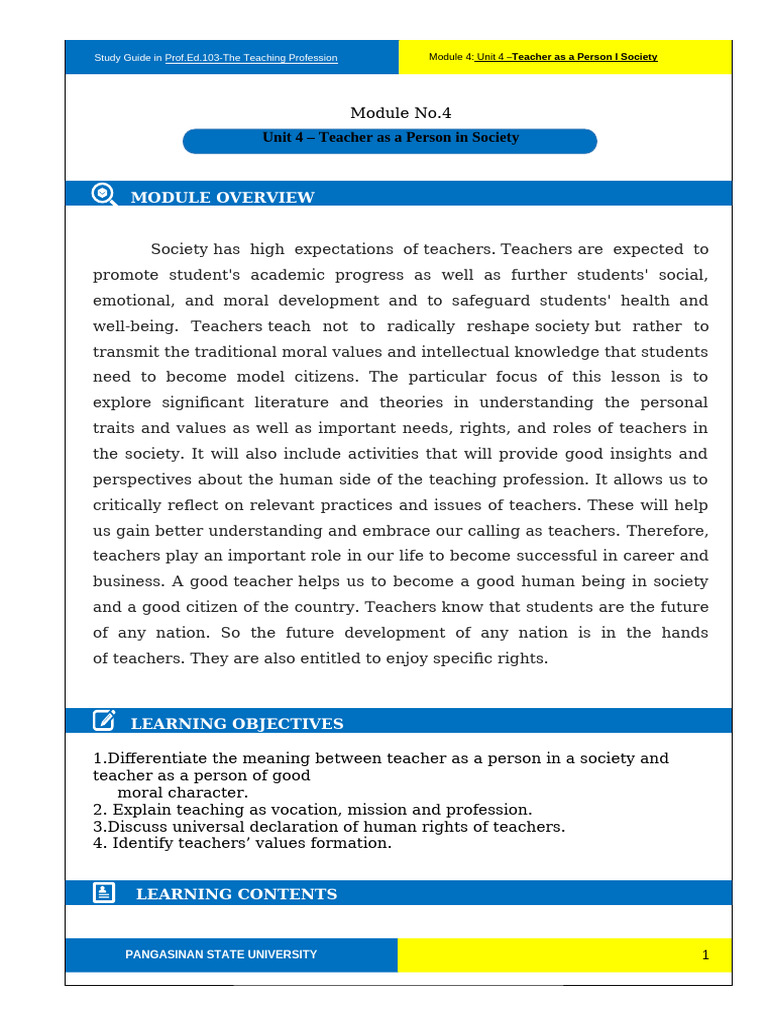 Module 4 The Teaching Profession | PDF