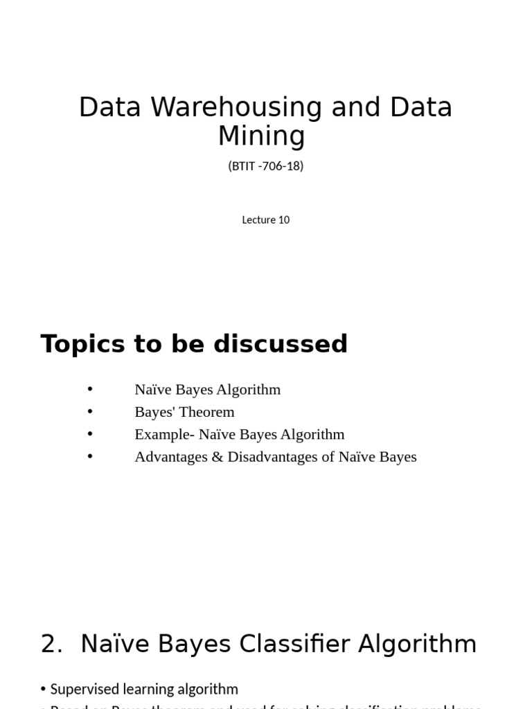 DWM Lecture 10 - UNIT 2 | PDF