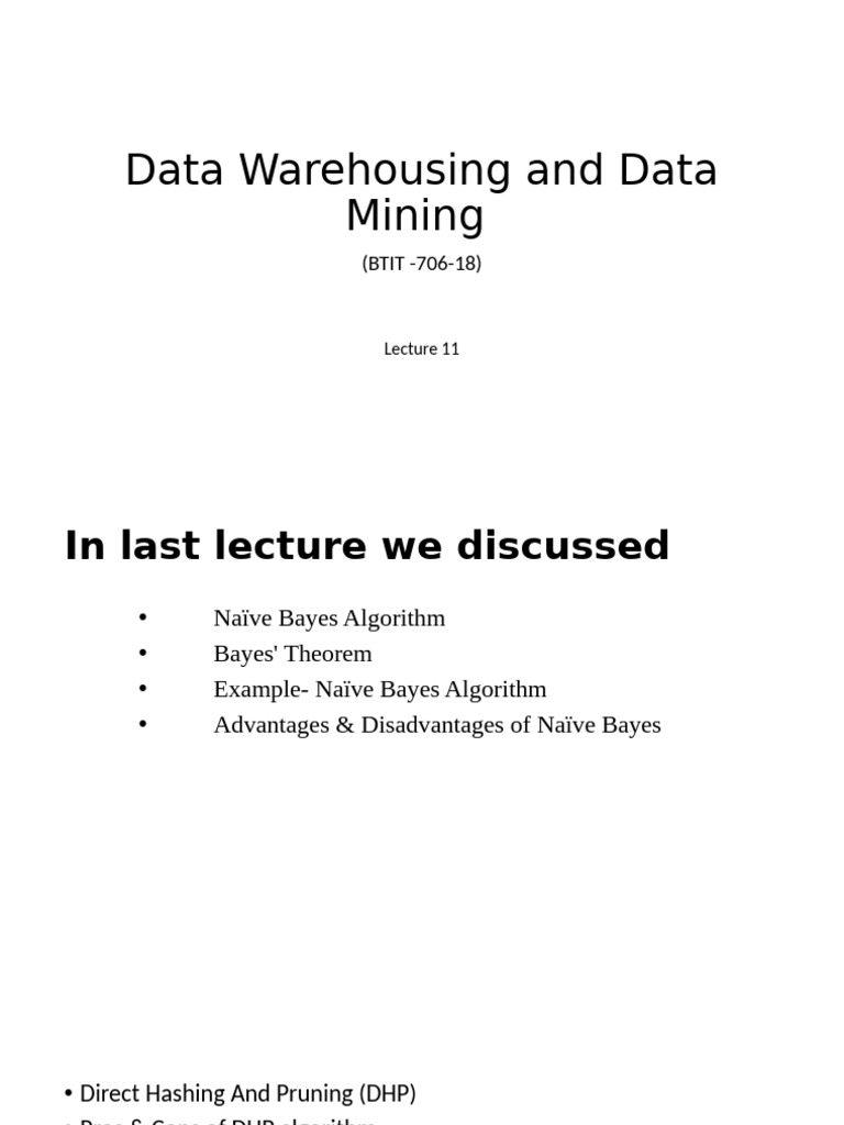 DWM Lecture 11 - Unit 2 | PDF