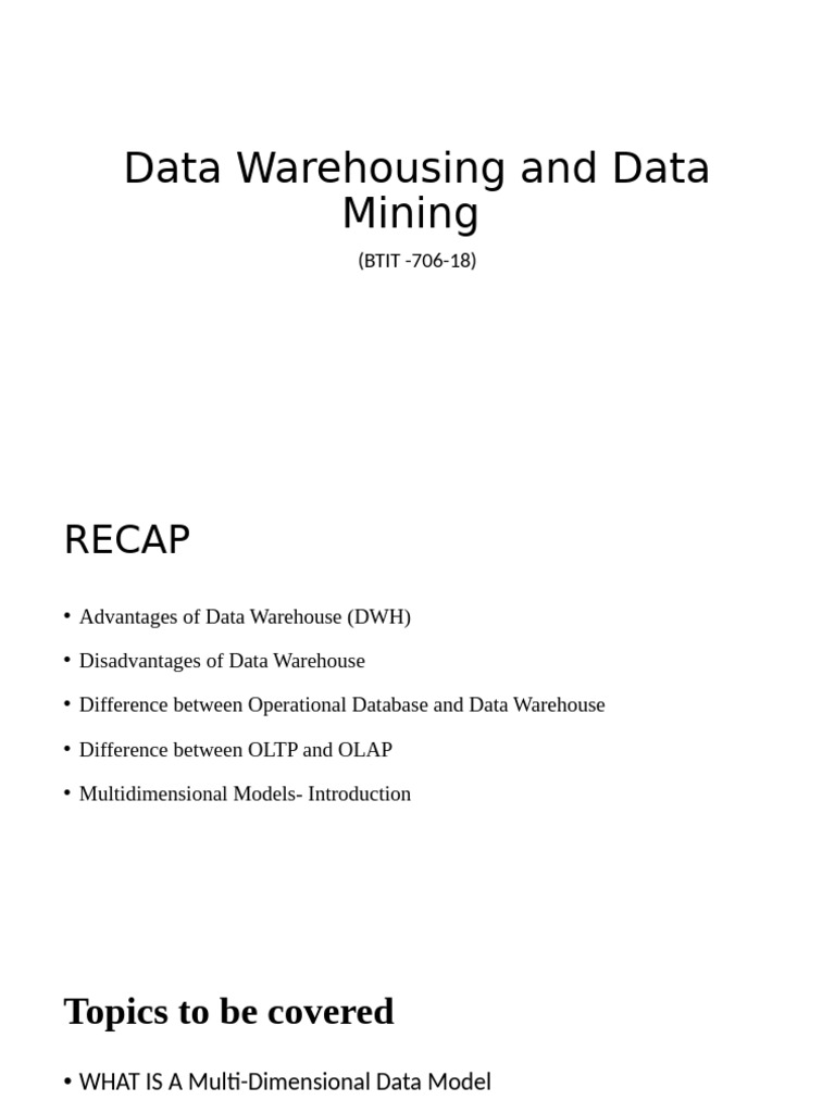 DWM Lecture 3 - Unit 1 | PDF