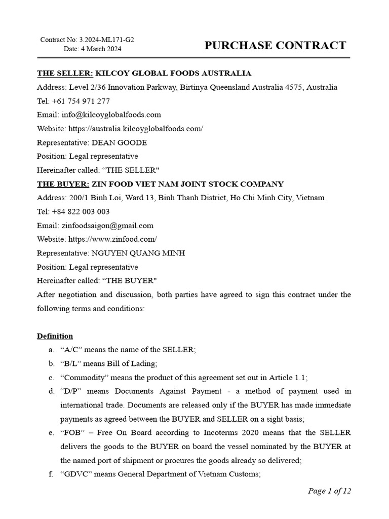 Group 2 - Purchase Contract | PDF