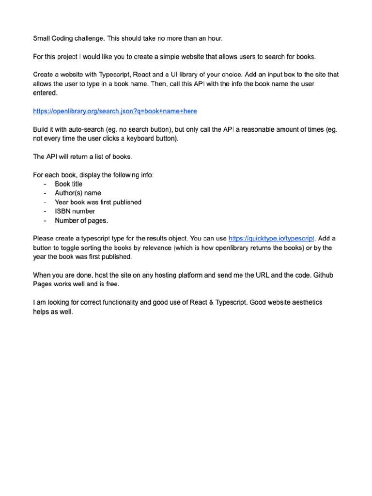 Small Coding Challenge | PDF