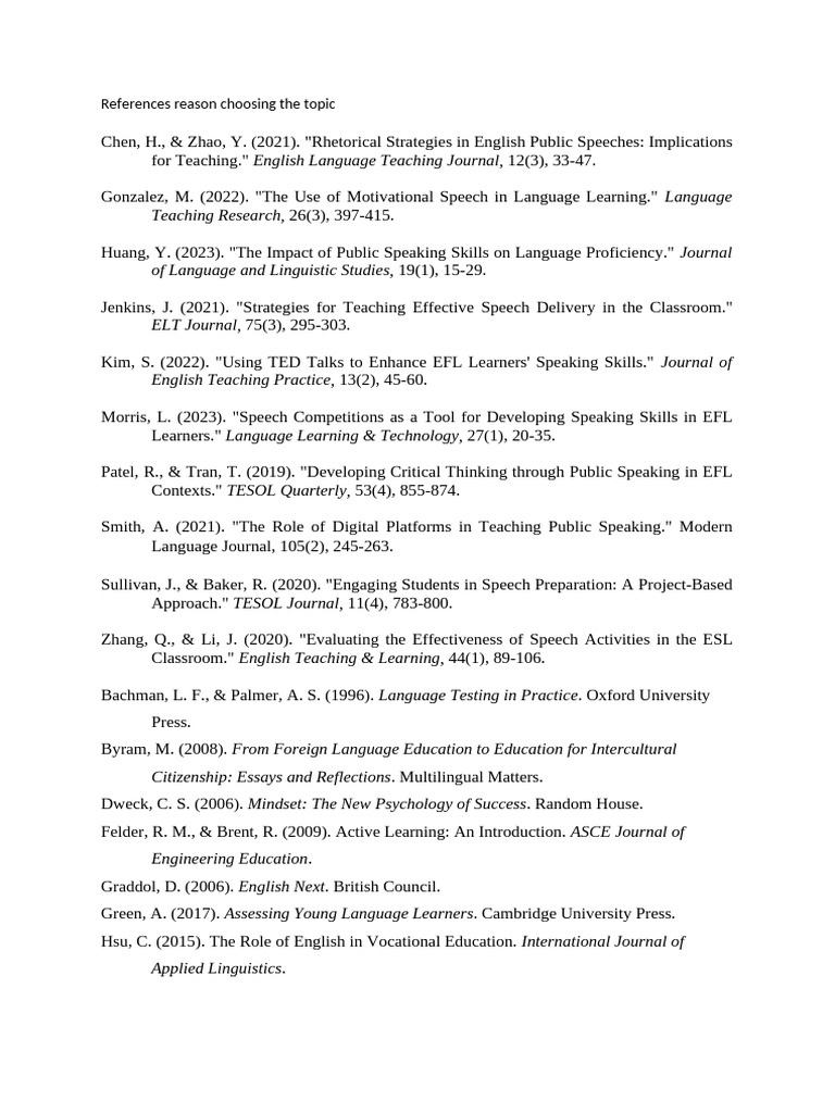 References reason choosing the topic | PDF
