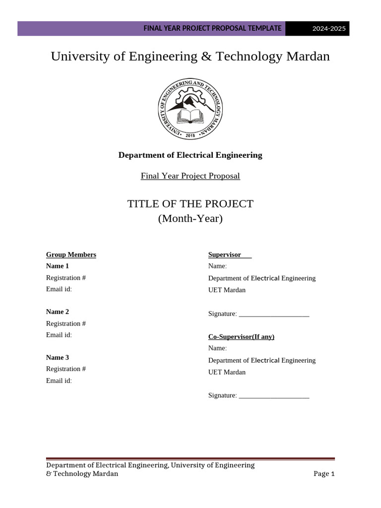 FYP Proposal Template 2024-25 | PDF