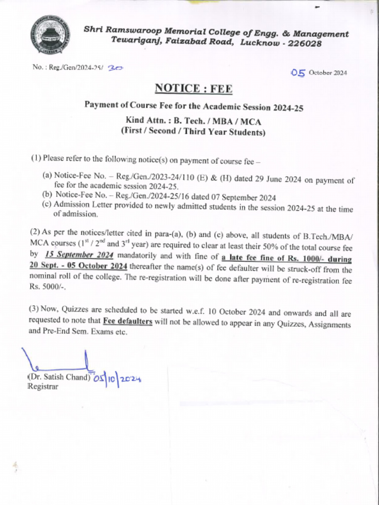 Notice - Fee-1 | PDF