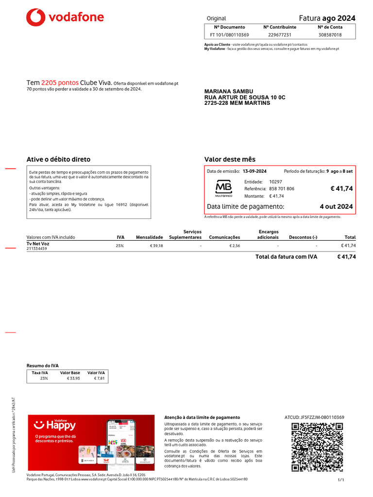 Fatura Da Vodafone | PDF