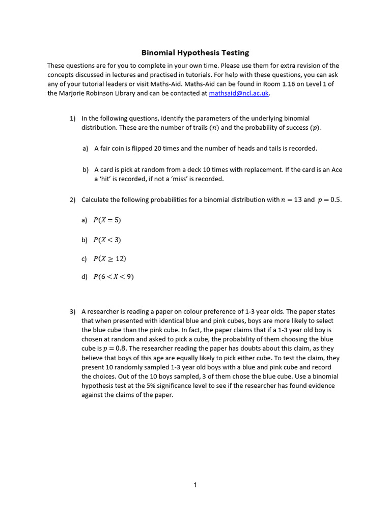 Binomial Tests | PDF