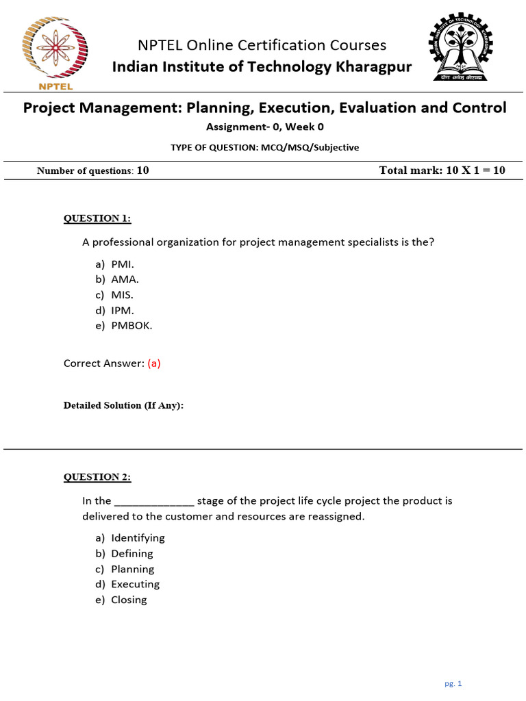 Assignment 0 - Project Management | PDF