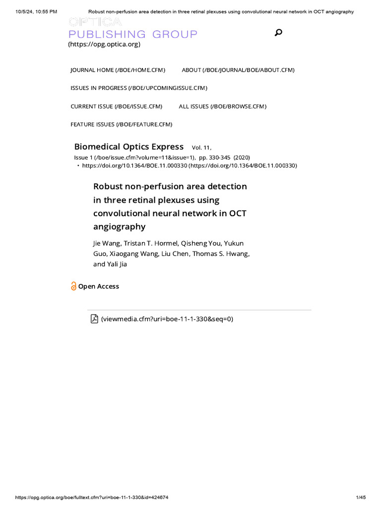 Robust Non-Perfusion Area Detection in Three Retinal Plexuses Using Convolutional Neural Network ...