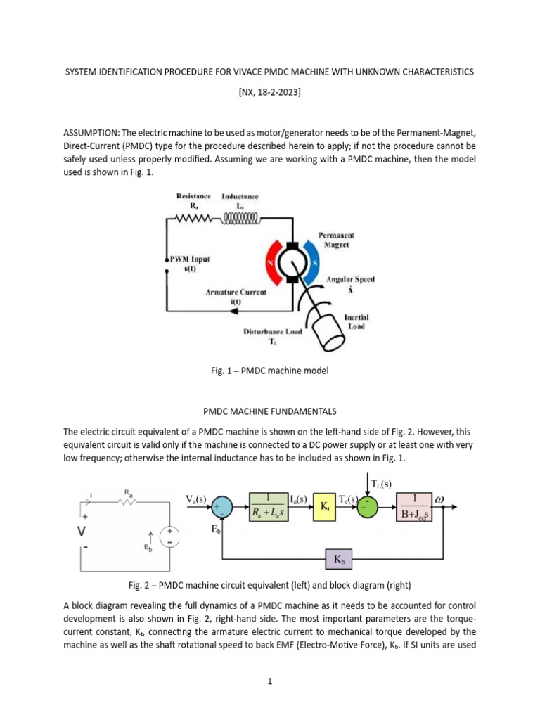 System Identification Procedure For Vivace Pmdc Machine With Unknown Characteristics Pdf 