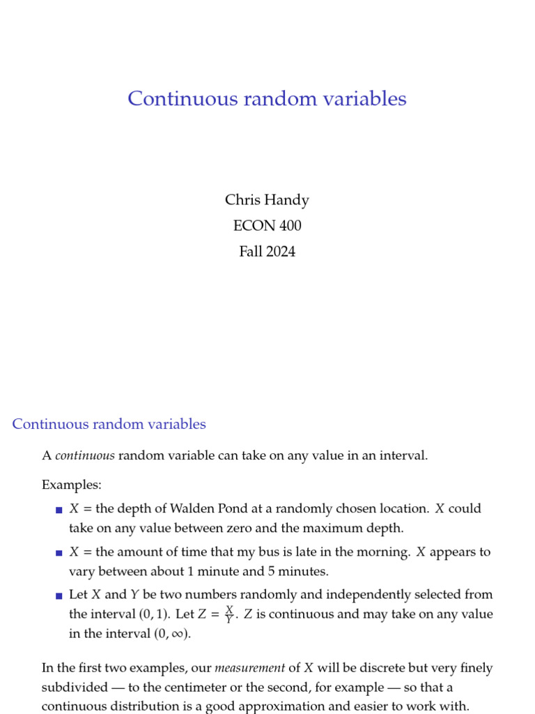 4 - Continuous Random Variables | PDF