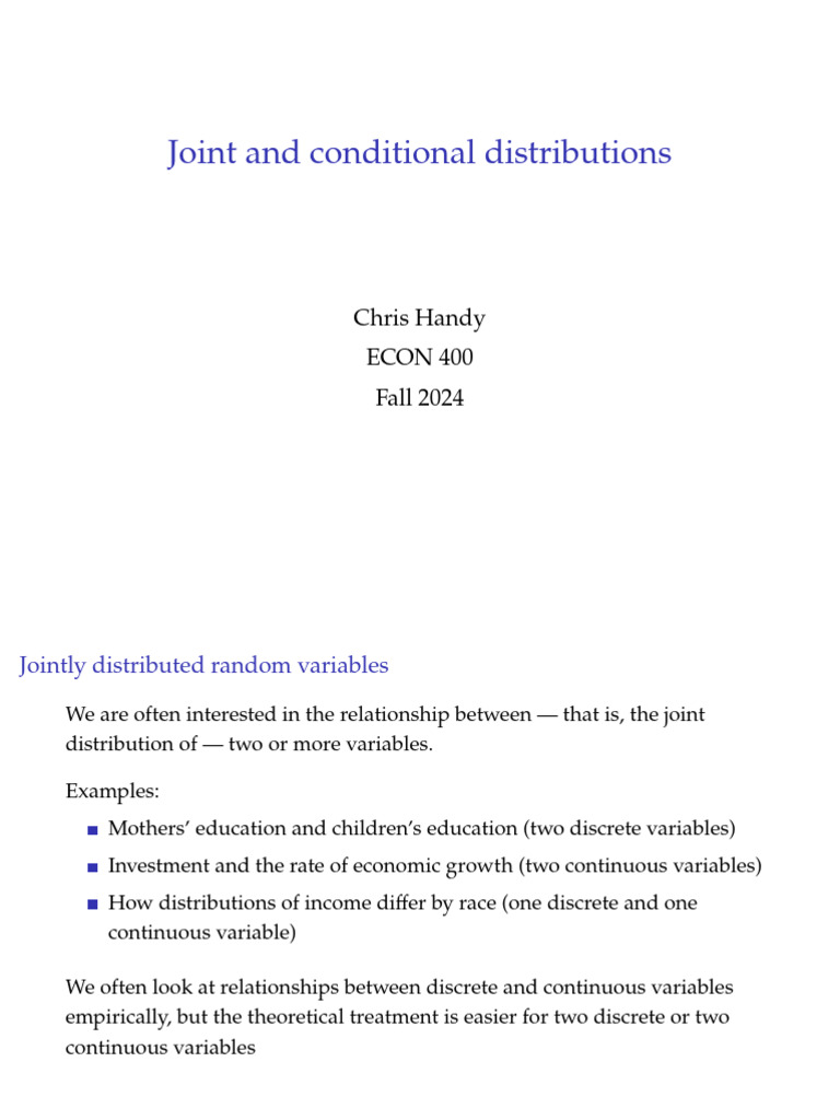 05 Joint and Conditional Distributions | PDF