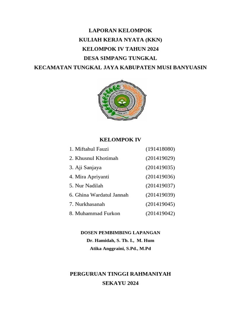 Cover + Lembar Pengesahan Laporan Kelompok Iv | PDF