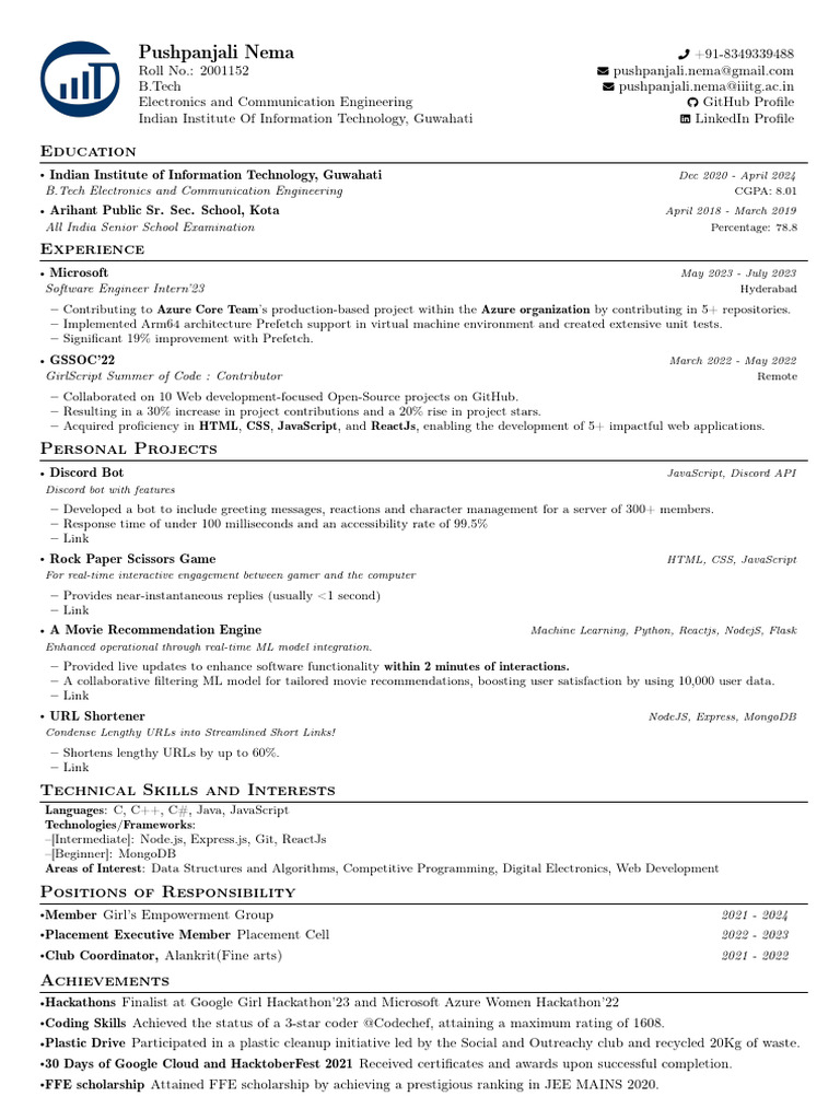 Pushpanjali Nema CV | PDF