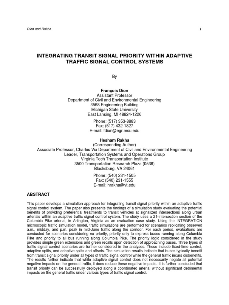 Transit Signal Priority Within Adaptive Control - Ver5 | PDF | Traffic ...