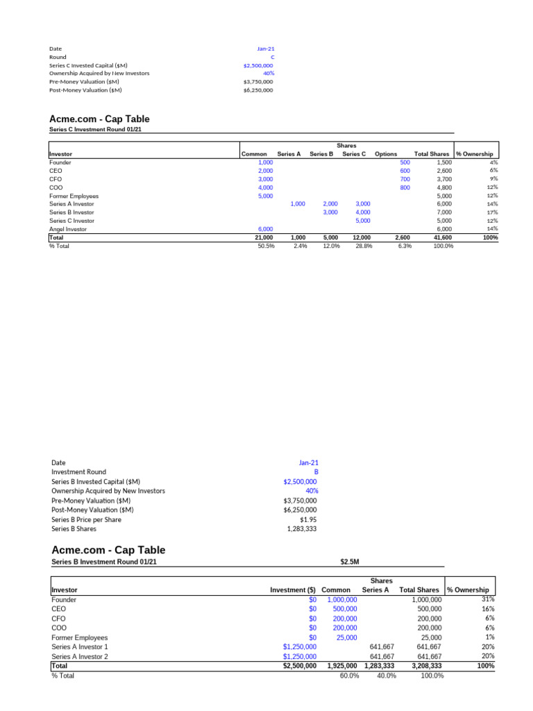 Cap Table Example | PDF
