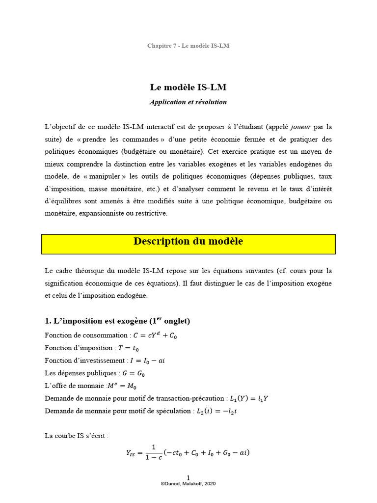 Application Chap7-ISLM - Mode Emploi | PDF