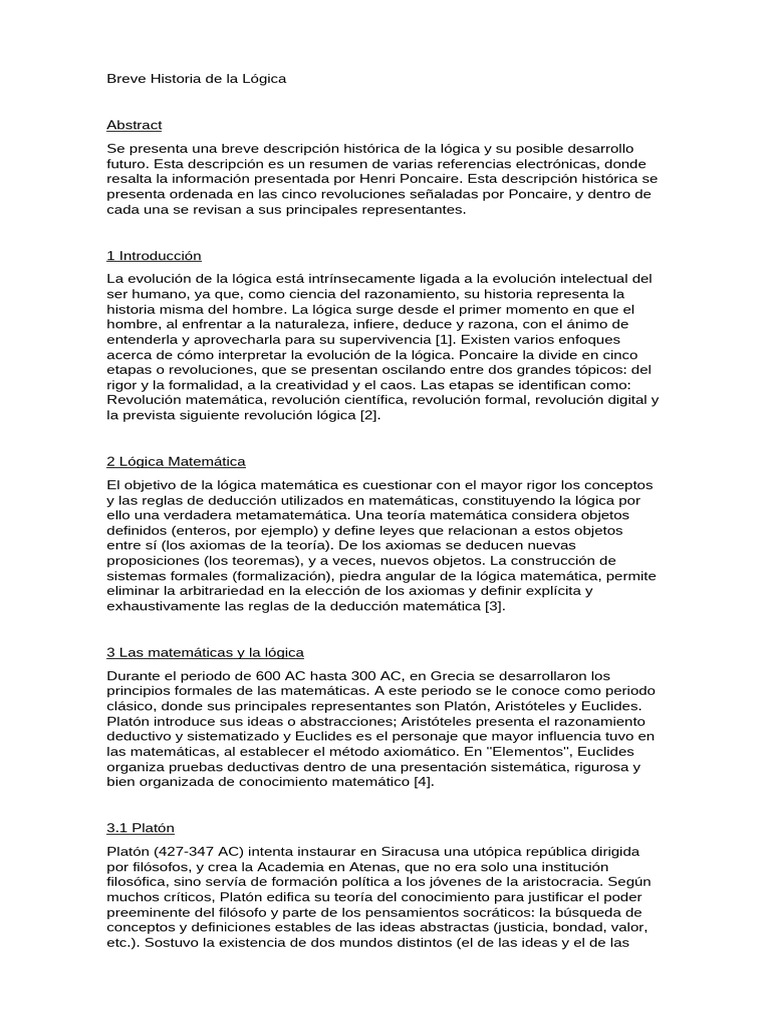 Lectura #1 Breve Historia de La Lógica | PDF | Lógica matemática | Axioma