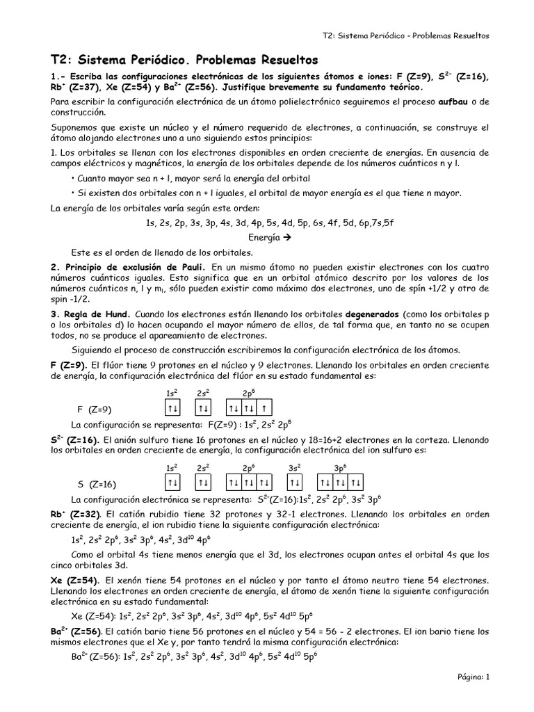T2 Sistema Periódico - Problemas Resueltos | PDF