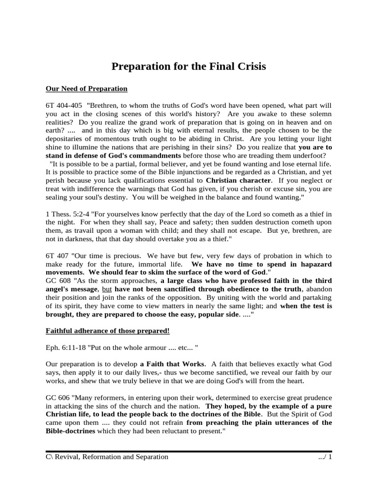 Preparation For The Final Crisis | PDF